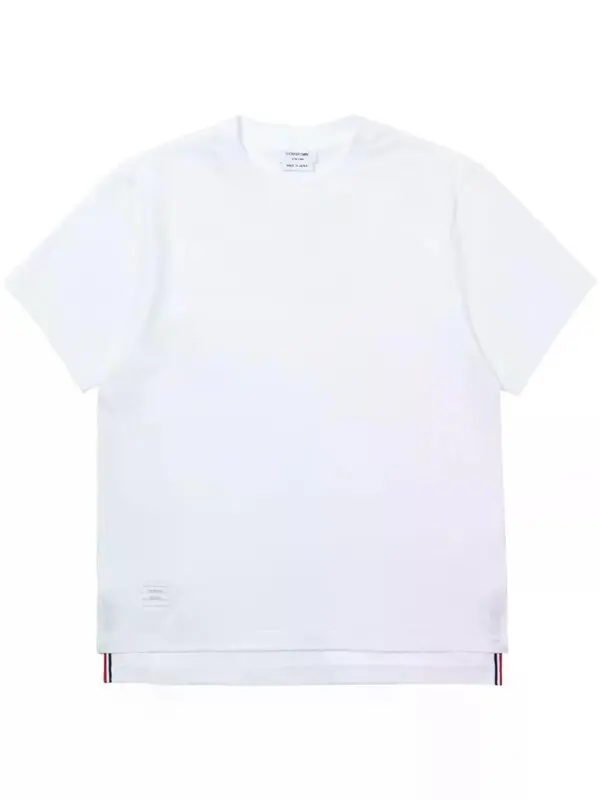 Thom Browne Relaxed Fit Cotton T-shirt With Side Slits - White
