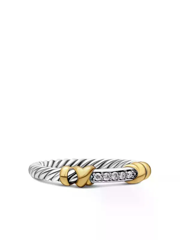 David Yurman 18kt Yellow Gold And Sterling Pavé Diamond Ring - Silver