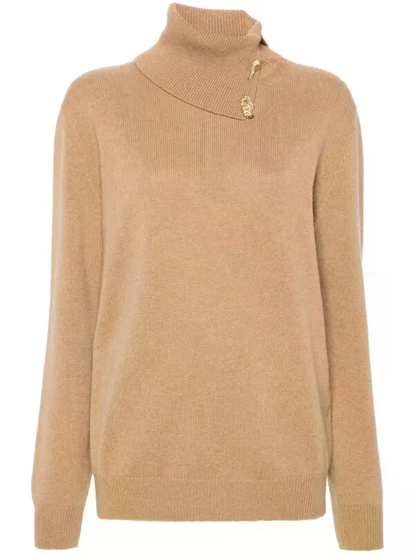 Fabiana Filippi Cashmere Buttoned Turtleneck Sweater - Neutrals