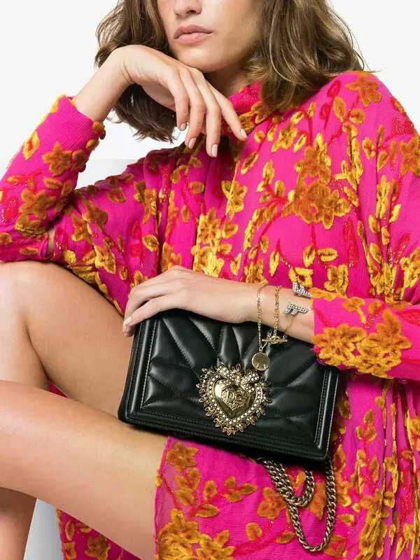 Dolce & Gabbana Nappa Leather Medium Devotion Shoulder Bag - Black