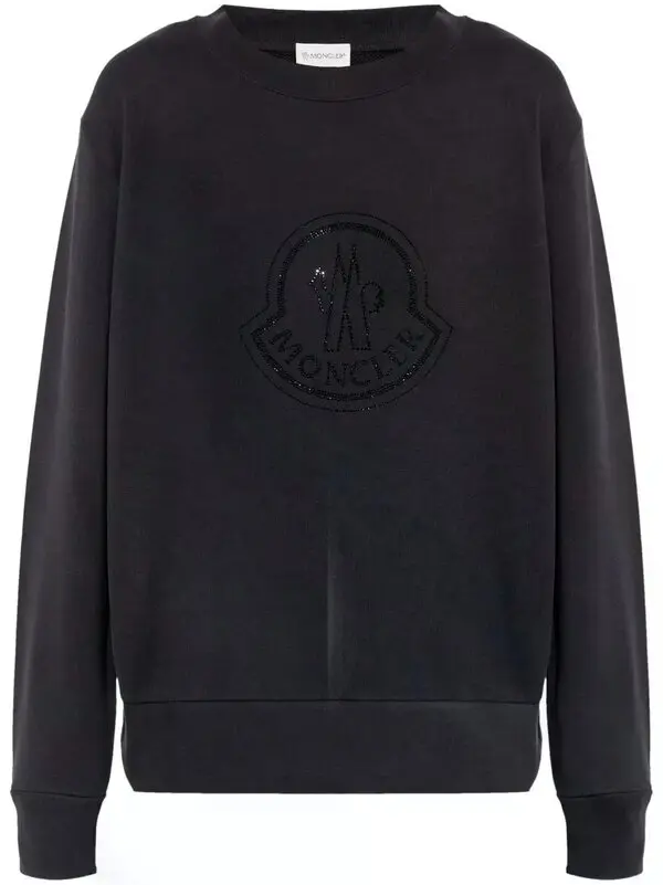 Moncler Crystal-embellished Crewneck Sweatshirt - Black