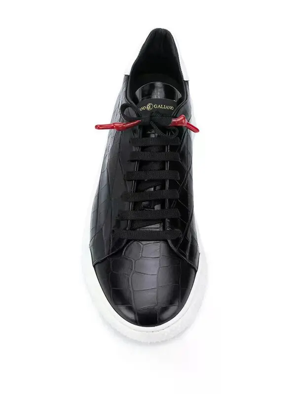 GIULIANO GALIANO And White Crocodile-embossed Leather Sneakers - Black