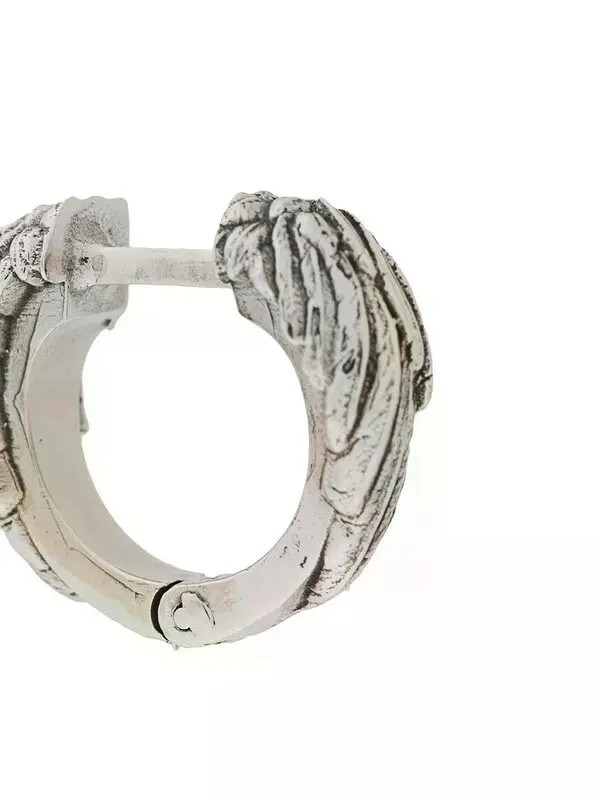 Emanuele Bicocchi Wing Textured Hoop Earring - Silver