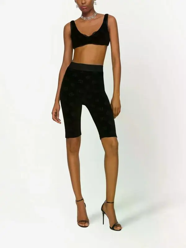 Dolce & Gabbana Dg-logo Flocked Bralette Top - Black