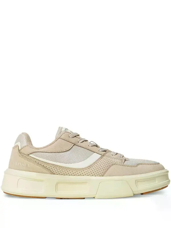 TWINSET Lace-up Perforated Detail Sneakers - Neutrals