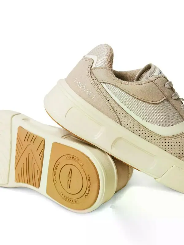 TWINSET Lace-up Perforated Detail Sneakers - Neutrals
