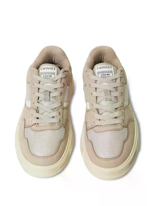 TWINSET Lace-up Perforated Detail Sneakers - Neutrals