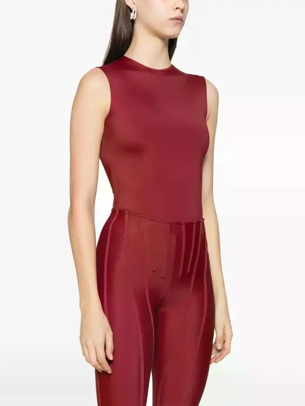 MUGLER Sleeveless Crewneck Bodysuit - Red
