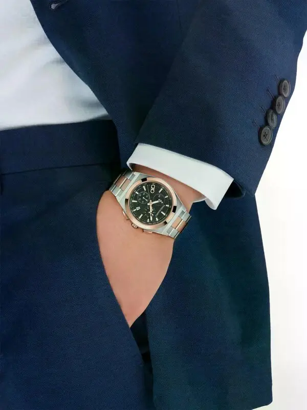 FERRAGAMO Chronograph Watch With Stainless Steel And Rose Gold Link Bracelet