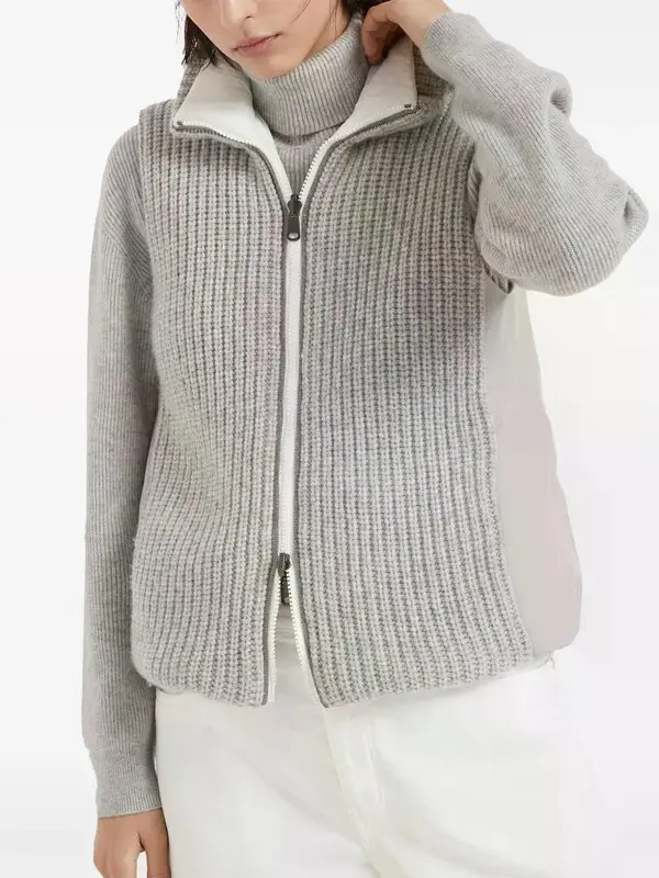 Brunello Cucinelli Ribbed-knit Padded Gilet - Grey