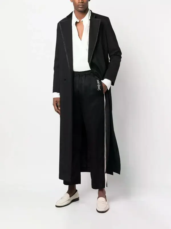 Saint Laurent Embroidered-logo Striped Track Pants