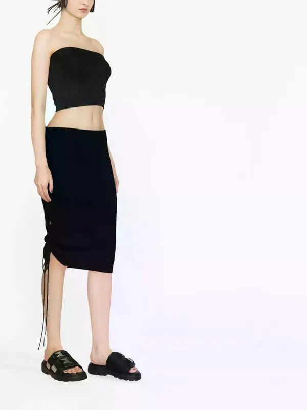 Off-White Drawstring Detail Midi Skirt