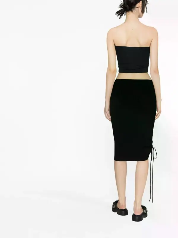 Off-White Drawstring Detail Midi Skirt
