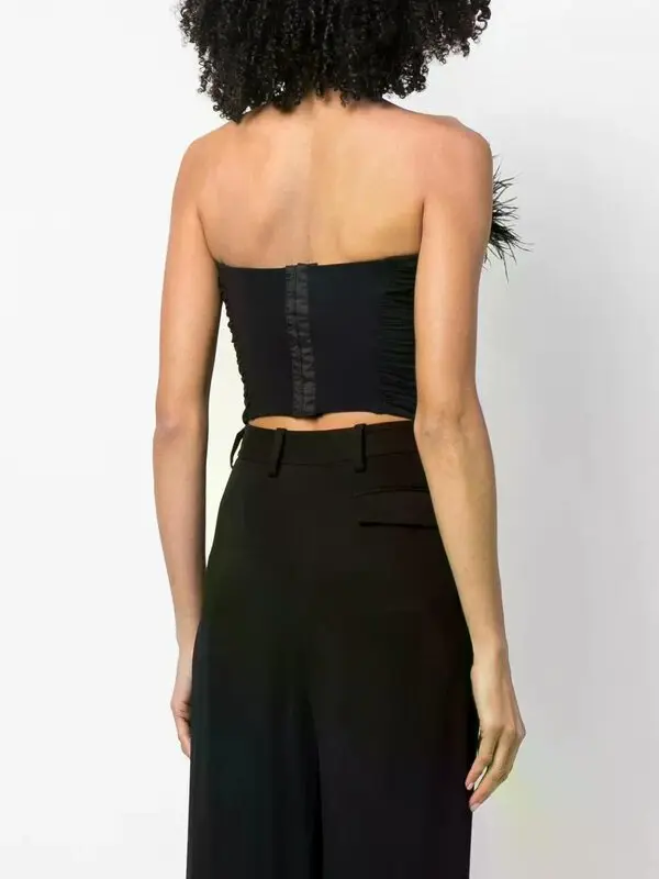 Patrizia Pepe Crystal-embellished Feather-detail Strapless Top
