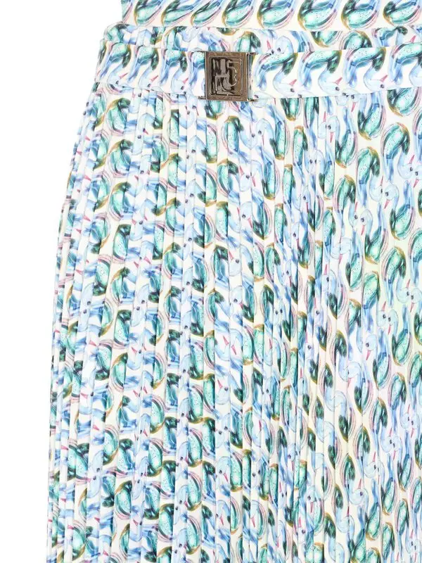 Tory Burch Abstract Print Pleated Maxi Skirt