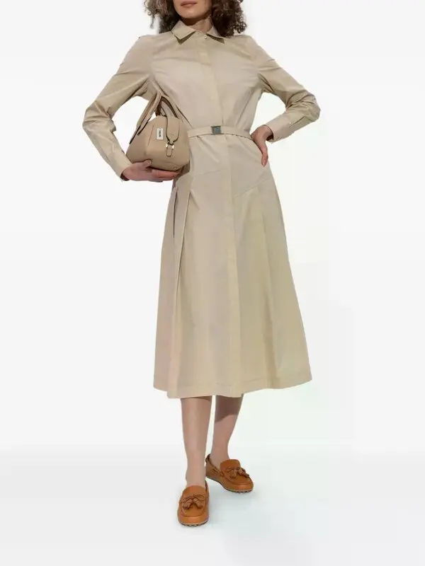 Tory Burch Belted Midi Shirt Dress - Neutrals