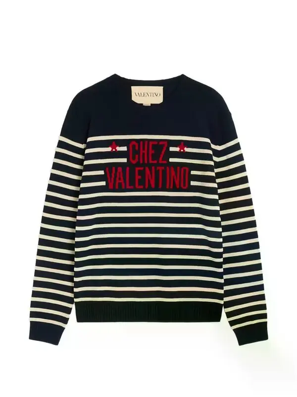 Valentino Garavani Striped Crew Neck Sweater