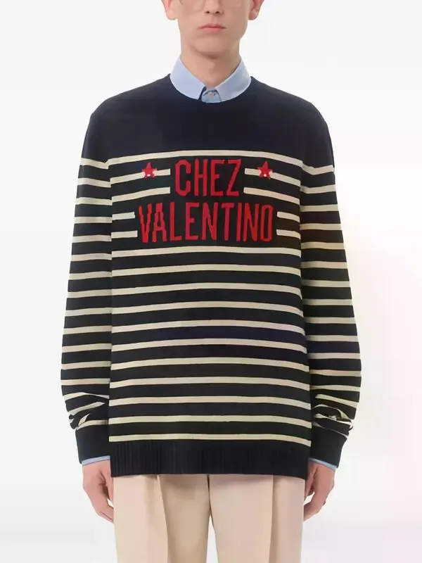Valentino Garavani Striped Crew Neck Sweater