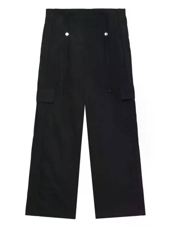 TOUT A COUP Cargo Trousers With Drawstring Waist - Black