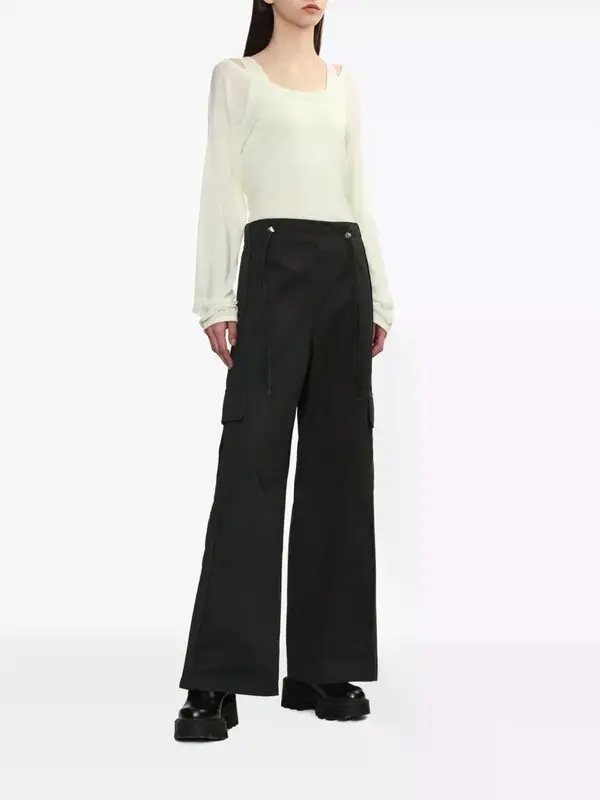 TOUT A COUP Cargo Trousers With Drawstring Waist - Black