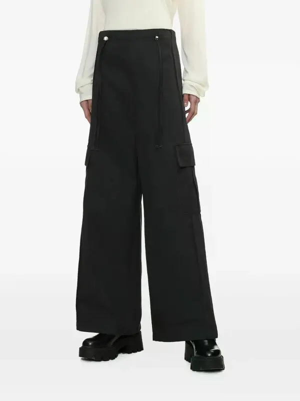 TOUT A COUP Cargo Trousers With Drawstring Waist - Black