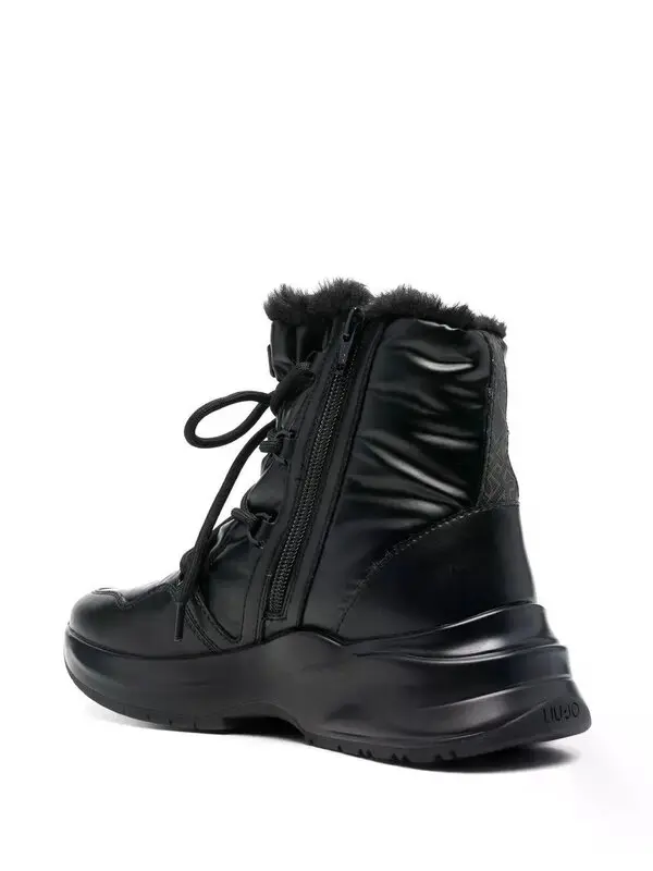 Liu Jo Lace-up Ankle Boots With Faux-fur Lining And Logo Detail