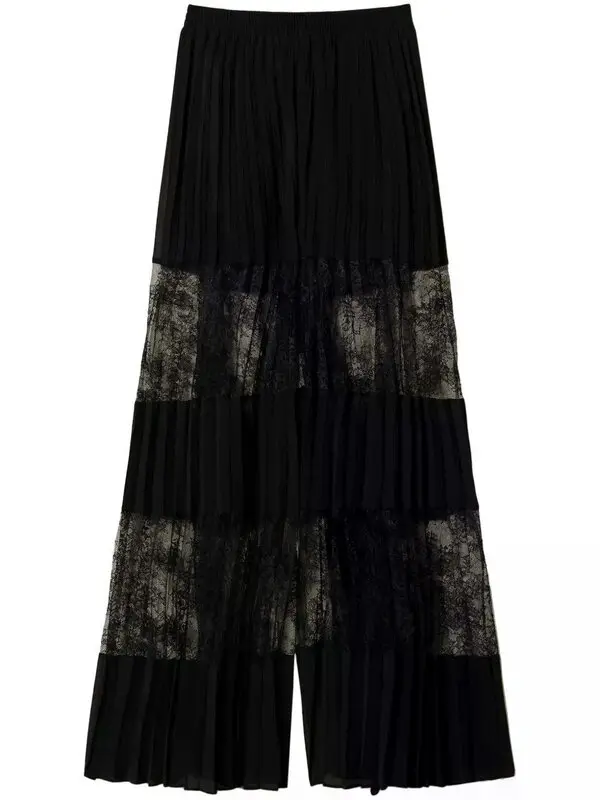 TWINSET Pleated Georgette Trousers With Lace Detailing