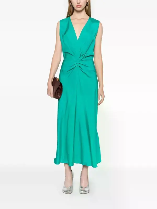 Victoria Beckham Sleeveless Gathered Midi Dress