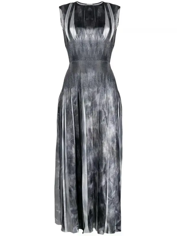 Costarellos Box-pleated Sleeveless Maxi Dress - Silver