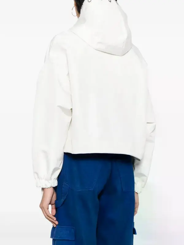 Khrisjoy Hooded Cropped Windbreaker With Metal Eyelet Detailing