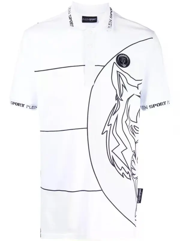PLEIN SPORT Tiger-print Polo Shirt - White