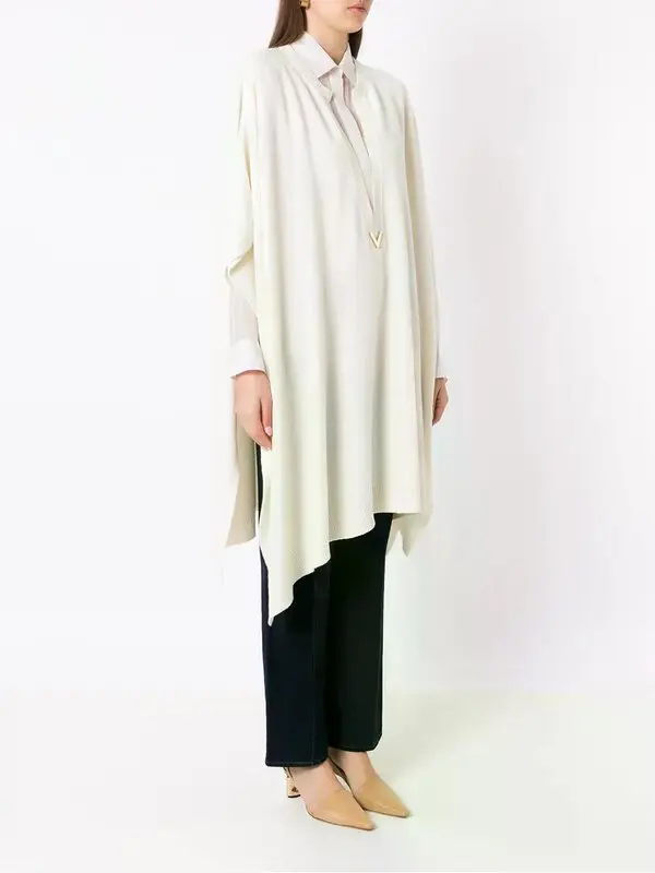Valentino Garavani Knitted Poncho With Logo Plaque