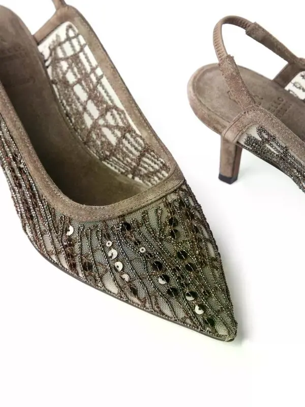 Brunello Cucinelli Sequin-embellished Slingback Pumps
