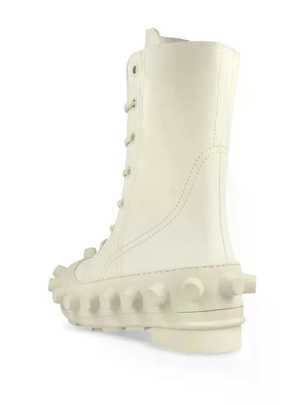 WALTER VAN BEIRENDONCK Calf Leather Lace-up Boots With Stud Appliqu - Neutrals