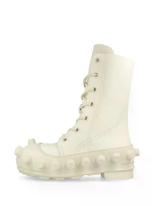 WALTER VAN BEIRENDONCK Calf Leather Lace-up Boots With Stud Appliqu - Neutrals