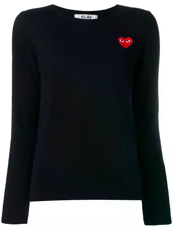 Play Comme Des Garcon Heart Appliqué Crew Neck Sweater - Blue