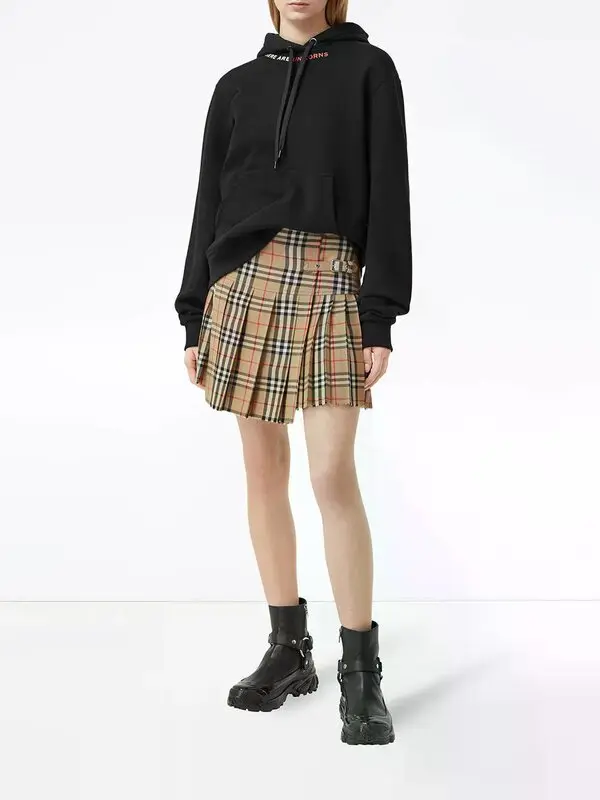 Burberry Checked Wool Pleated Mini Skirt