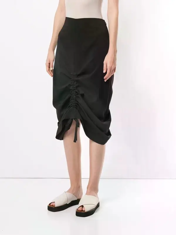 Goen.j Ruched Midi Skirt - Black
