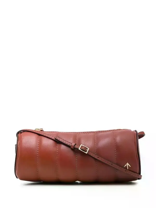 Manu Atelier Padded Cylinder Ribbed Shoulder Bag - Red