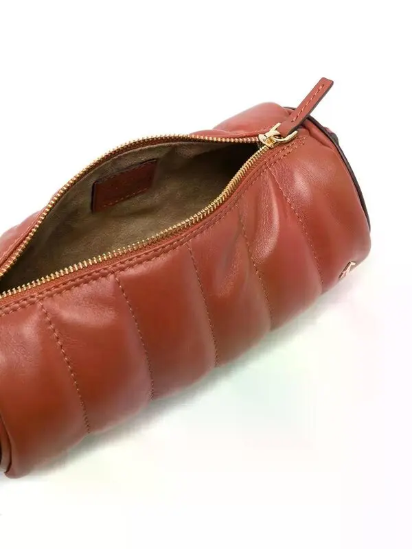 Manu Atelier Padded Cylinder Ribbed Shoulder Bag - Red