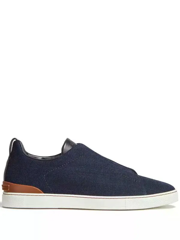 Zegna Triple Stitch Denim Sneakers - Blue