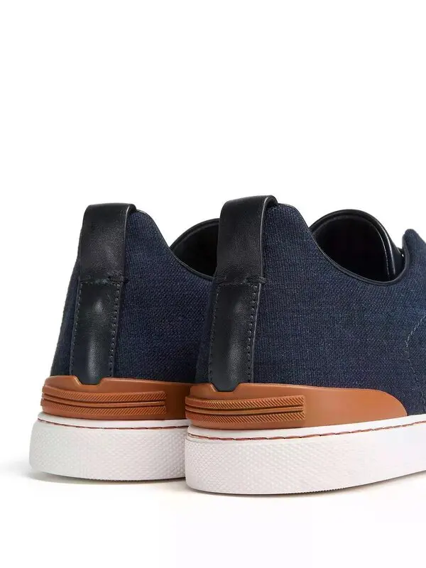 Zegna Triple Stitch Denim Sneakers - Blue