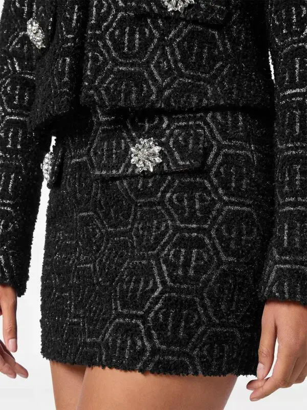 Philipp Plein Monogram Tweed Mini Skirt