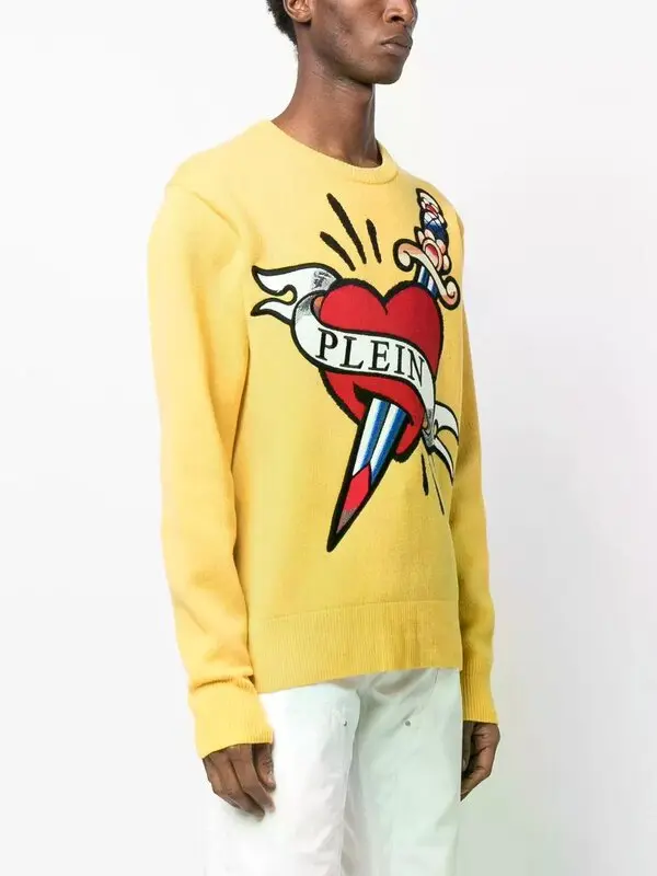 Philipp Plein Heart & Dagger Intarsia-knit Jumper
