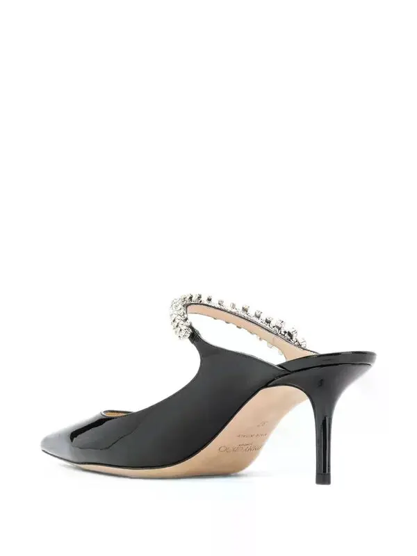 JIMMY CHOO 65mm Patent Leather Mules With Crystal Embellishment - Black