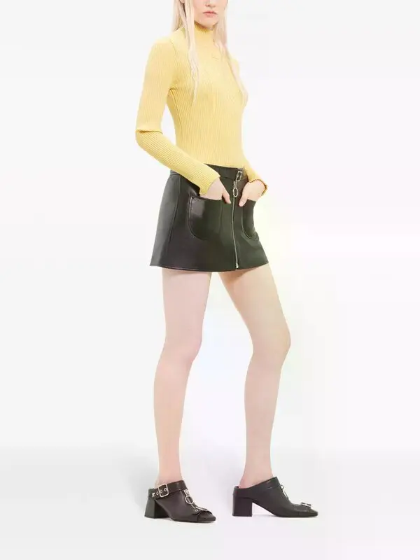 COURREGES Zip-up Leather Miniskirt