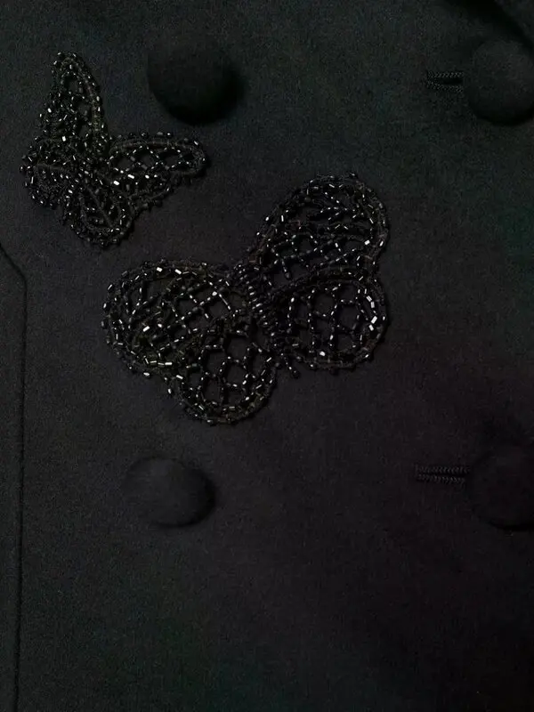 Valentino Garavani Butterfly Embroidered Wool Blend Coat