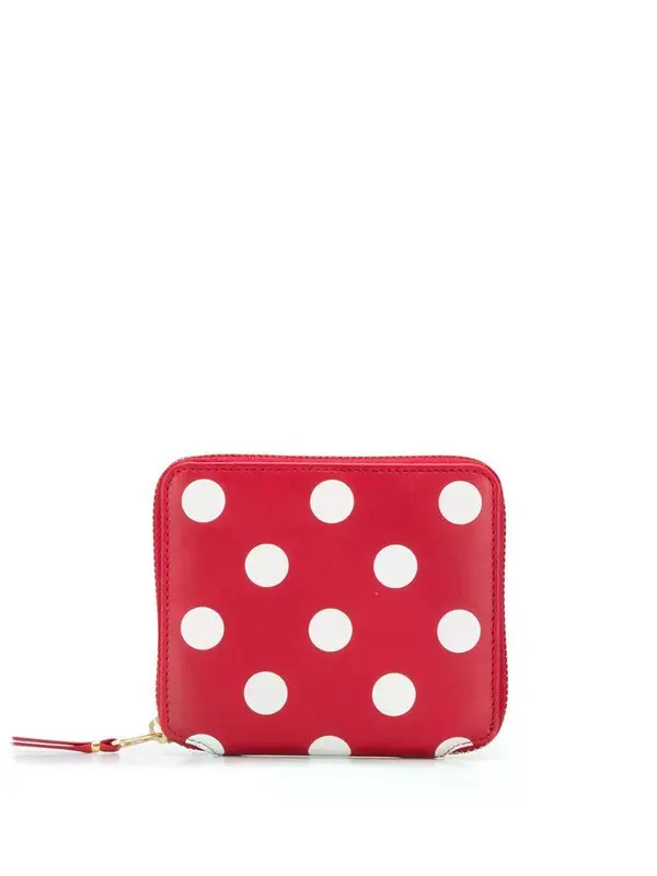 Play Comme Des Garcon Polka-dot Leather Wallet - Red