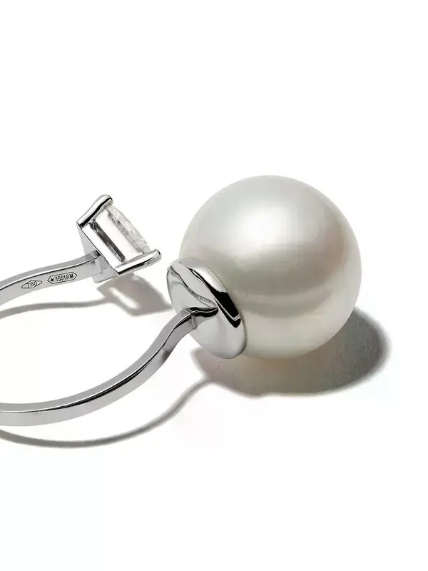 Delfina Delettrez 18kt White Gold Pearl & Triangle Diamond Ring - Silver