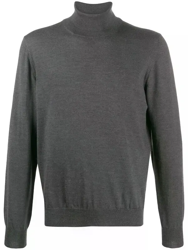 BARBA NAPOLI Knitted Roll Neck - Grey